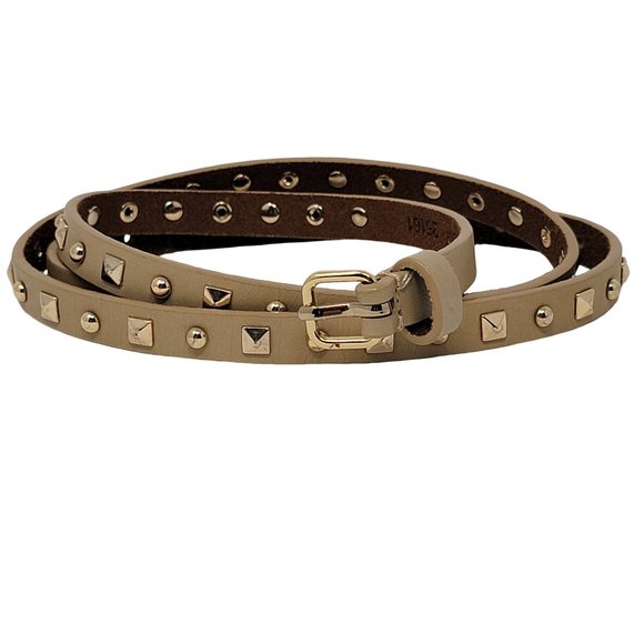J. Crew | Accessories | J Crew Studded Skinny Leather Belt Medium ...